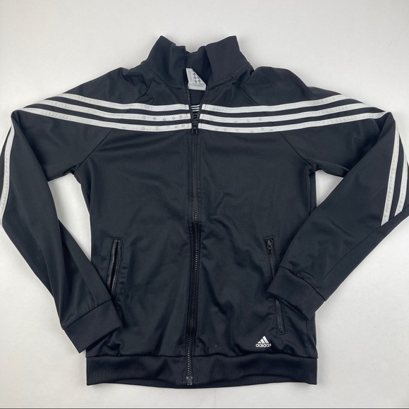 adidas | Jackets & Coats | Adidas Jacket Boys Small Black White Pockets ...